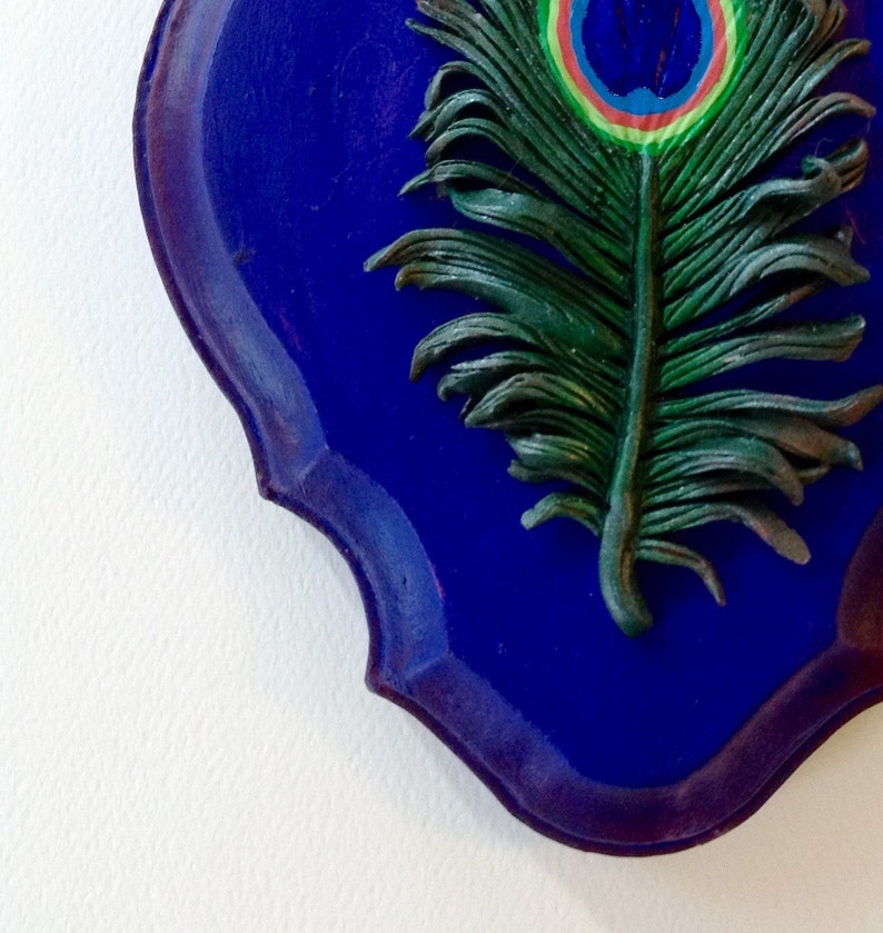 Polymer Clay Peacock Feather Wall Plaque Royal Purple - Etsy