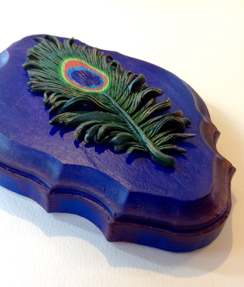 Polymer Clay Peacock Feather Wall Plaque Royal Purple - Etsy