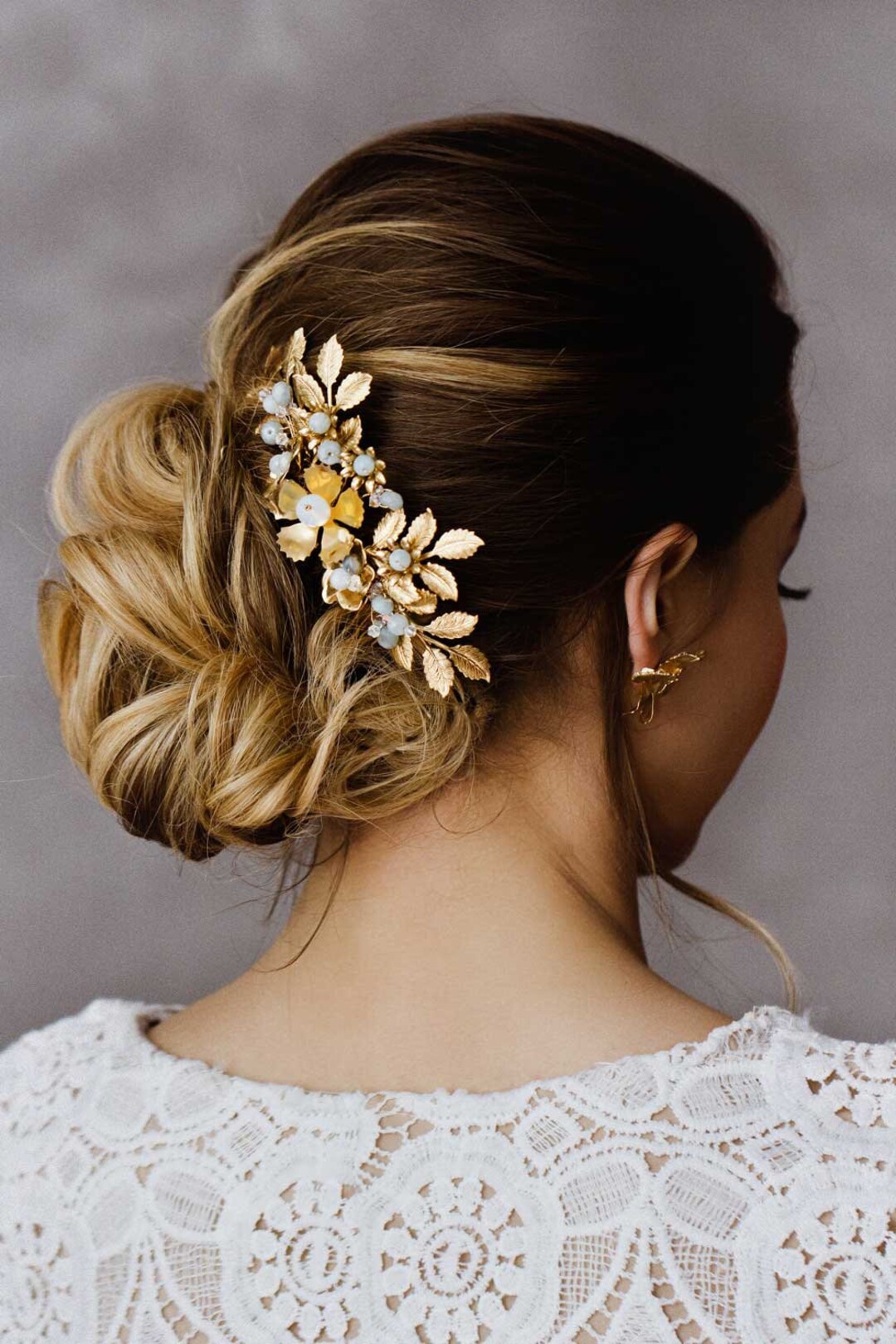 HARLEY | Rustic Bridal Comb With Natural Stone, Boho Wedding Hair ...