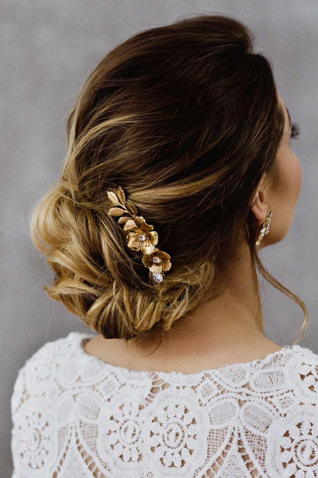 VIOLA Crystal Bridal Hair Comb, Wedding Hair Accessory, Gold Floral ...