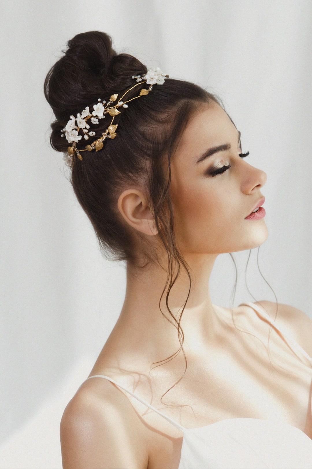 Floral Subtle Bridal Crown Floral Wedding Crown Bridal Headpiece ...