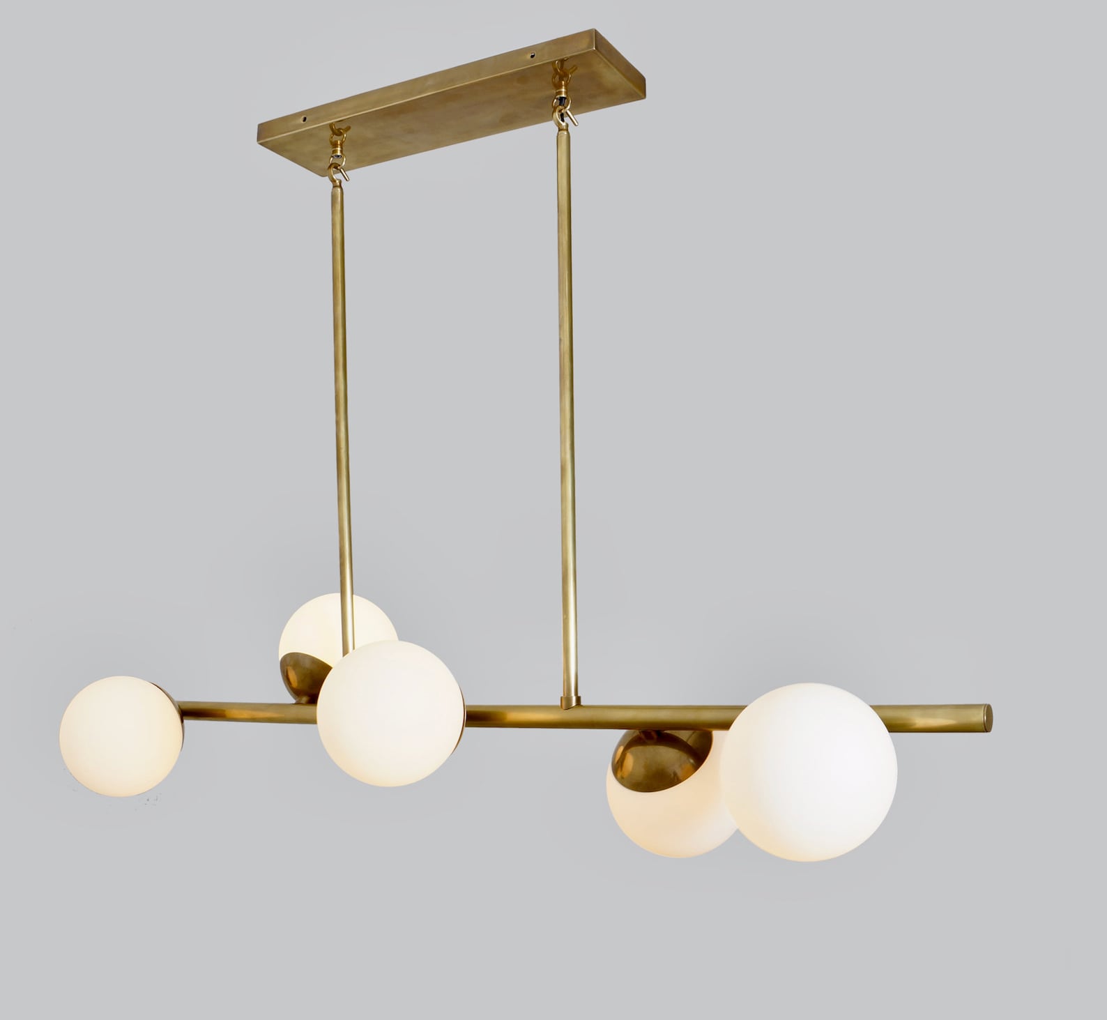 Linear Brass Chandelier, Modern Trapeze Pendant Light, Kitchen Island ...