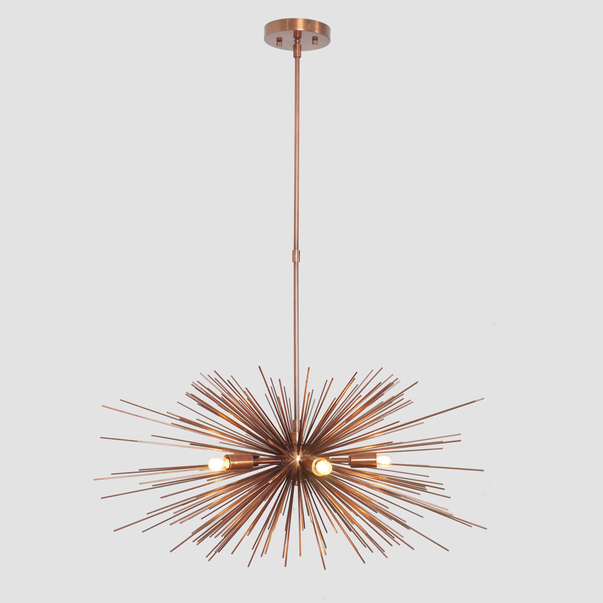 Copper Sputnik Chandelier, Mid Century Modern Starburst Ceiling Light ...