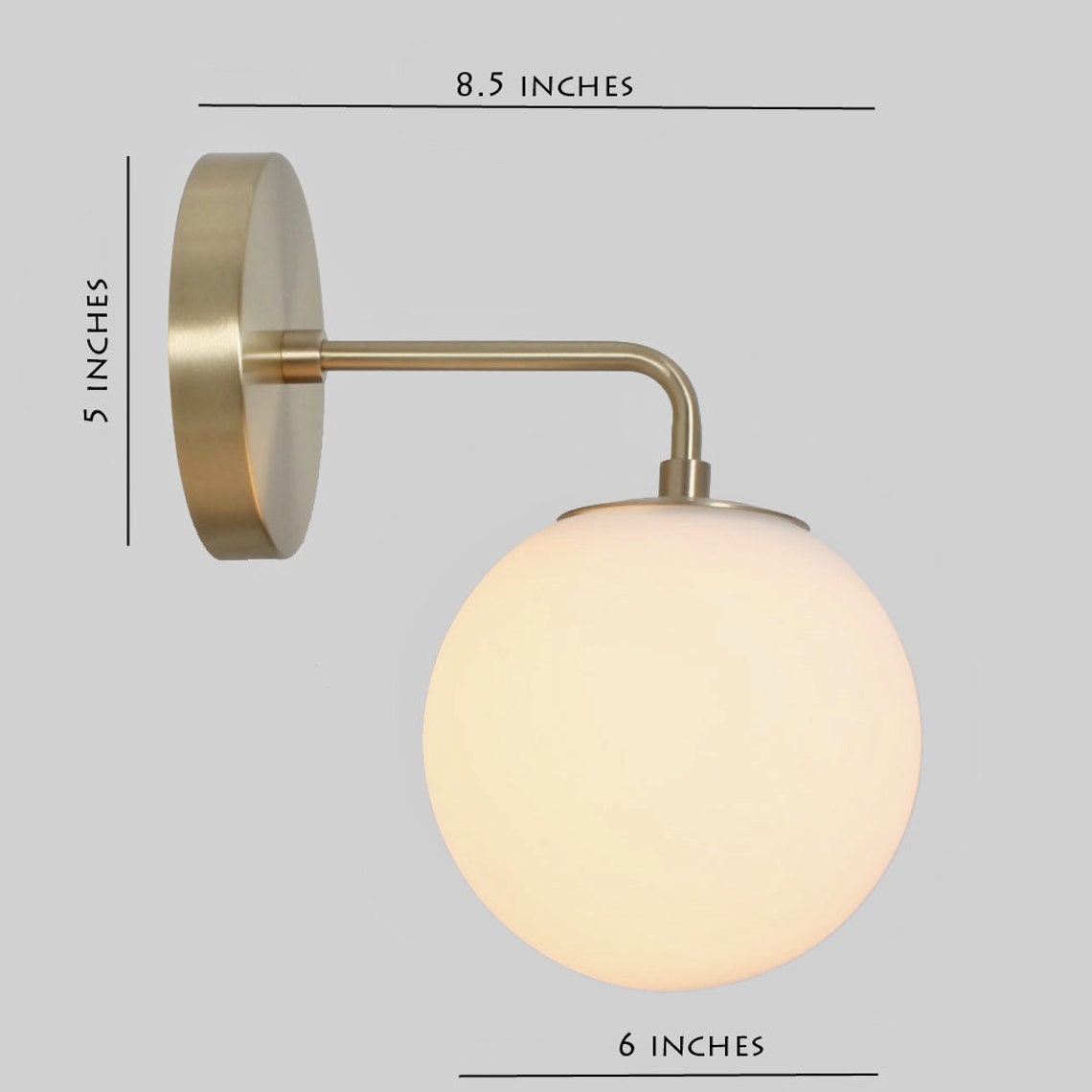 Modern Classic Wall Sconce Glass Globe Wall Light Brass Etsy