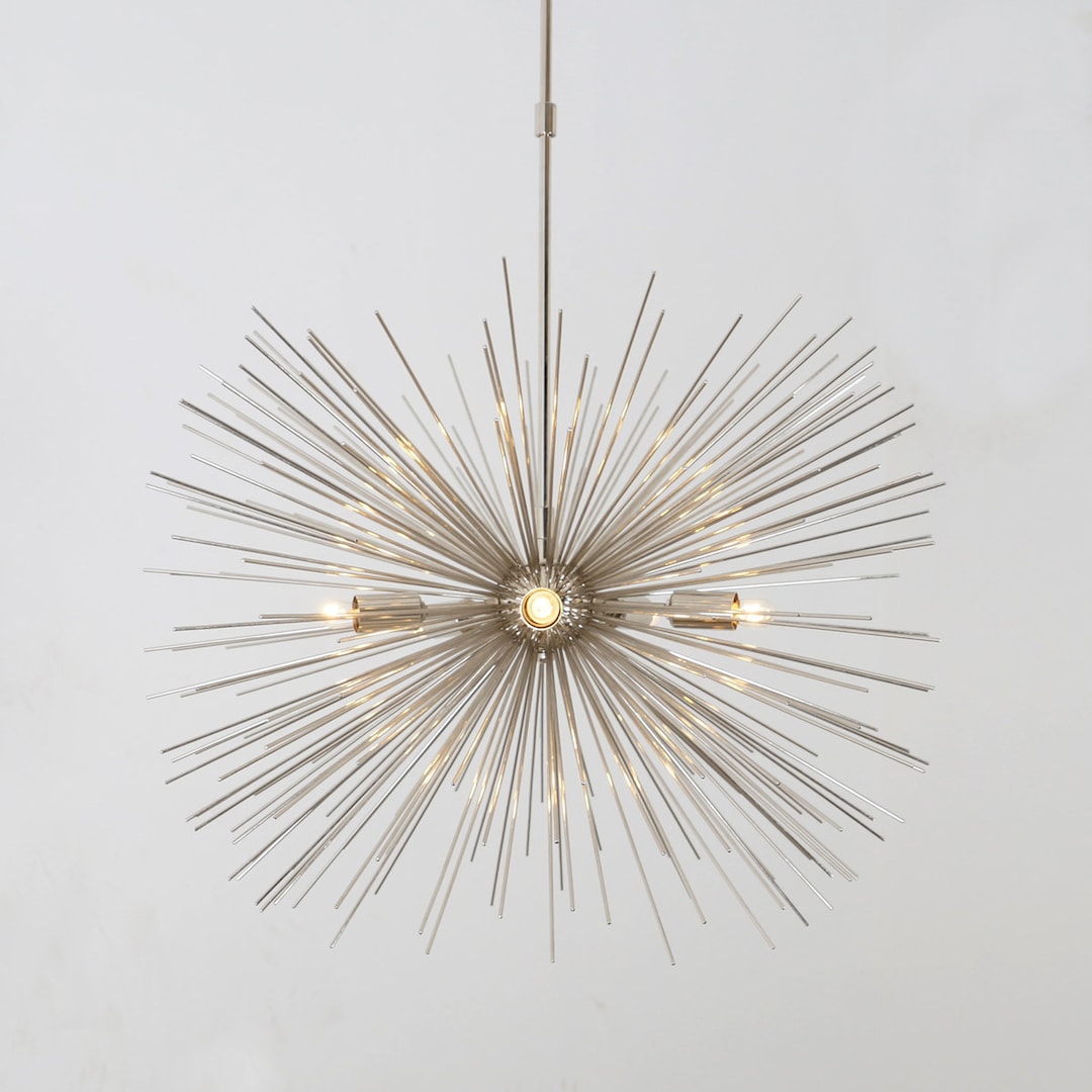 Mid Century STARBURST Sputnik Chandelier Ceiling Light Pendant Chrome ...