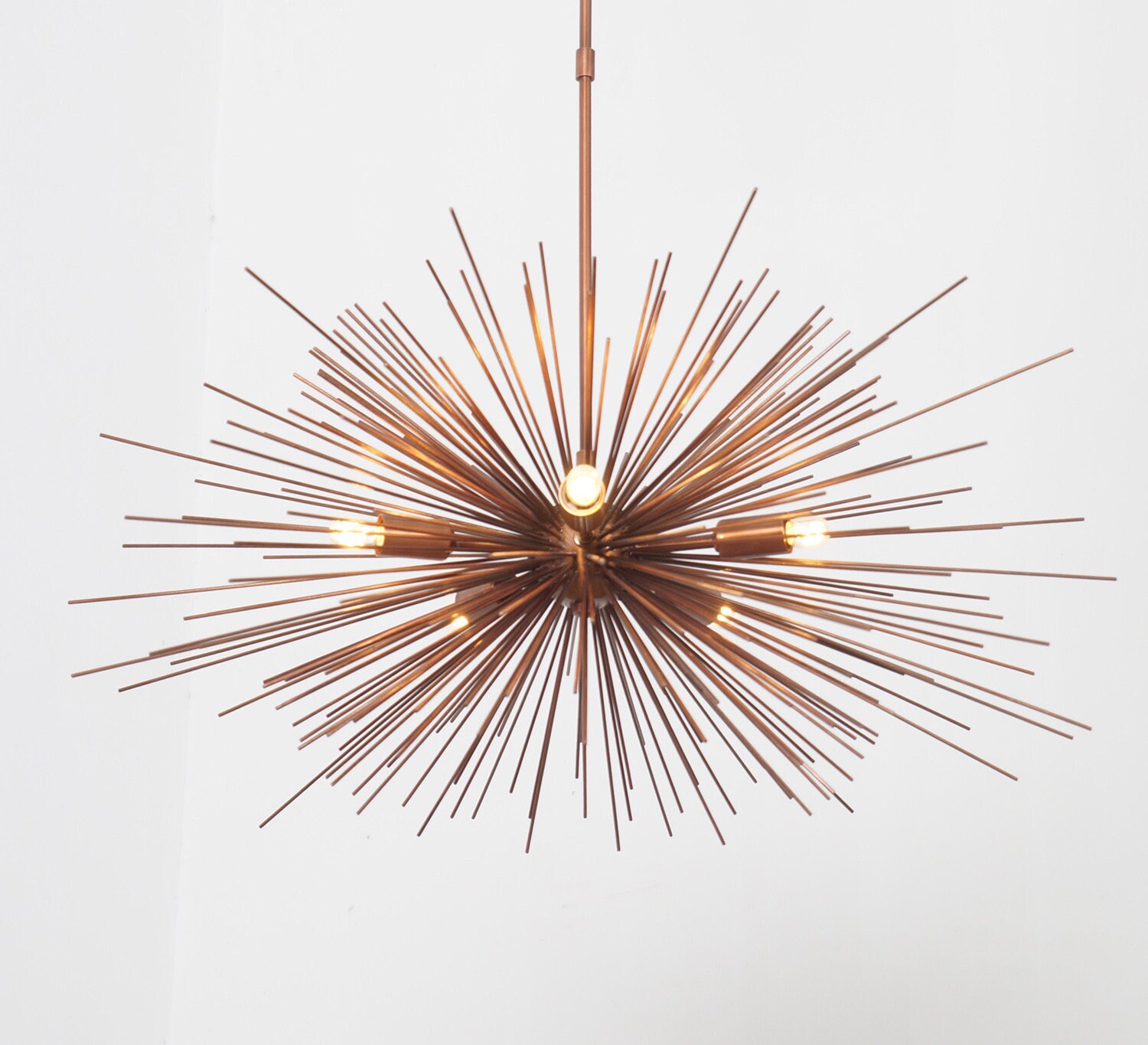Copper Sputnik Chandelier, Mid Century Modern Starburst Ceiling Light ...