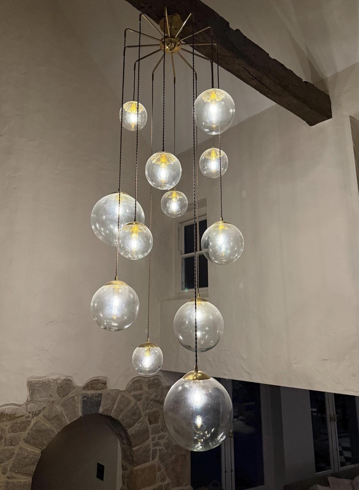 Mid Century LARGE CASCADING BUBBLES Chandelier Light '70s Dining Room ...