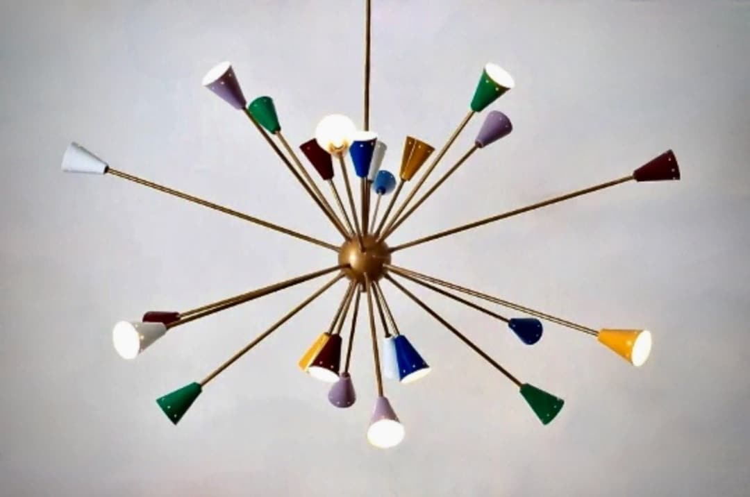 Spectacular Large Mid Century Multicolour Sputnik Chandelier ...