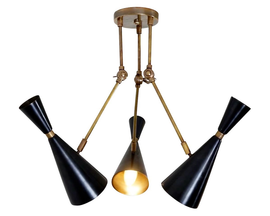 Mid Century Modern Brass Ceiling Light Fixture Lamp Low Ceiling ...
