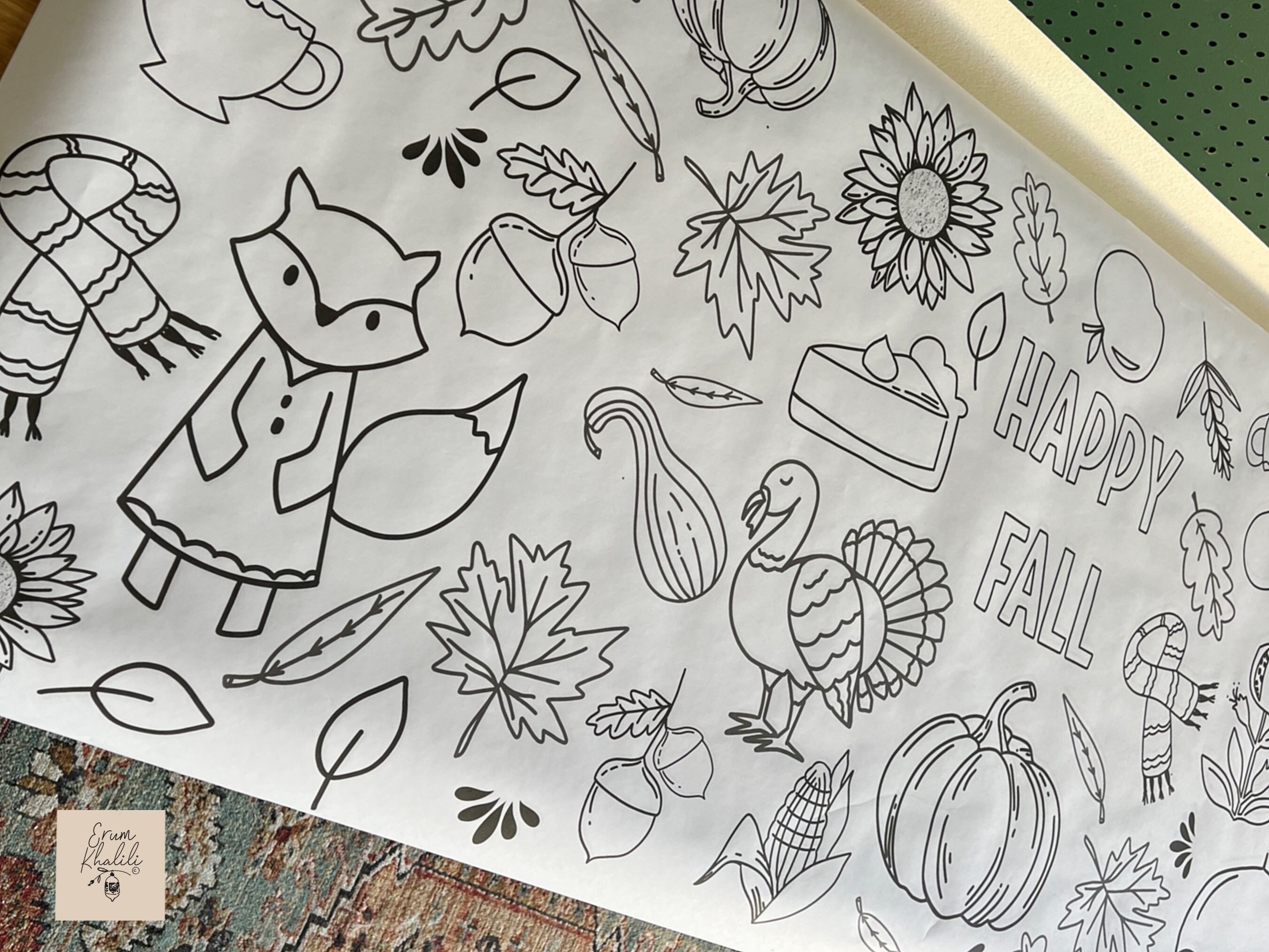 GIANT Fall Coloring Page Banner | Thanksgiving Table Decor for Kids ...