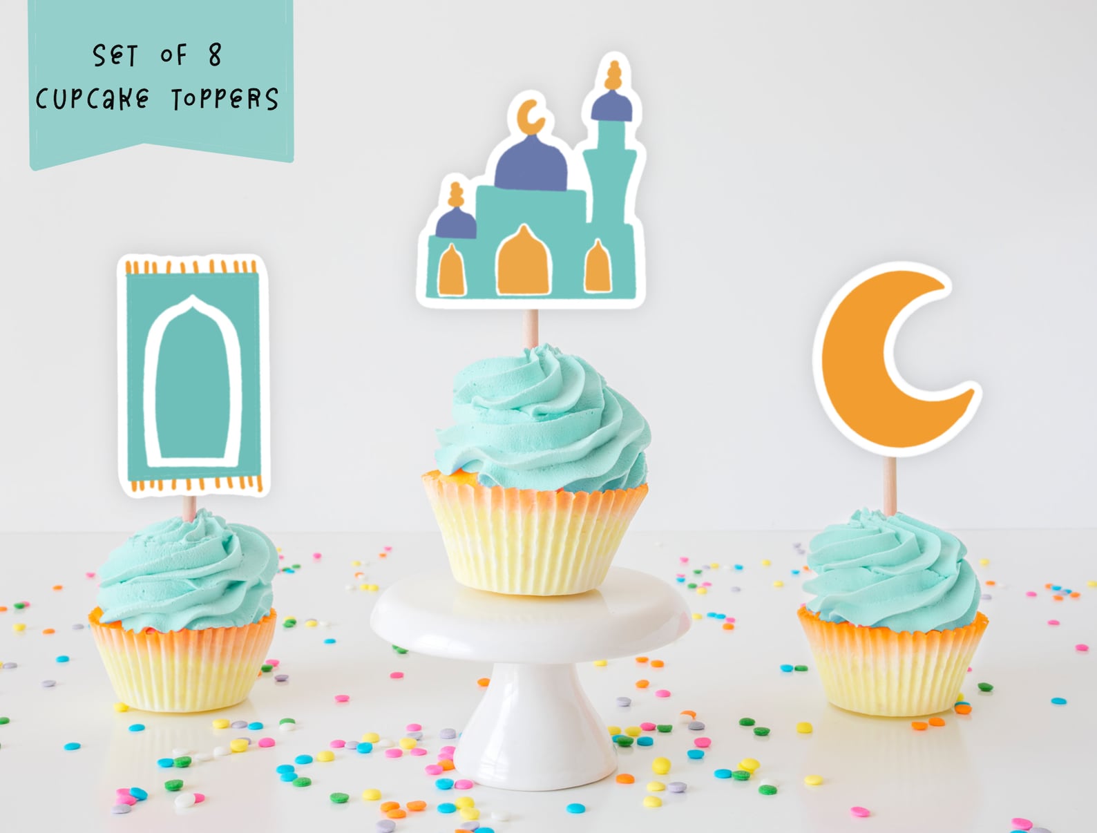 Set of 8 Ramadan Cupcake Toppers I Eid Gifts | Wrapping Paper | Eid ...