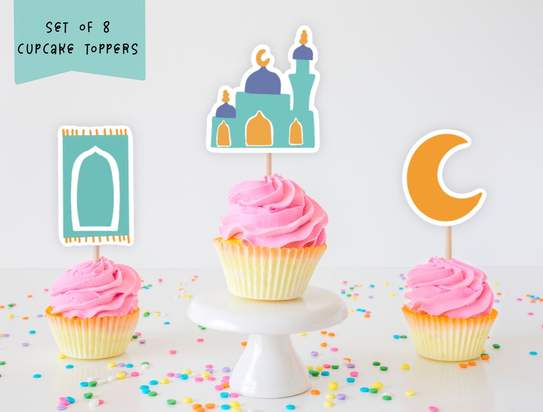 Ramadan and Eid Cupcake Toppers Set of 8 I Eid Gifts| Eid Gift Bags ...
