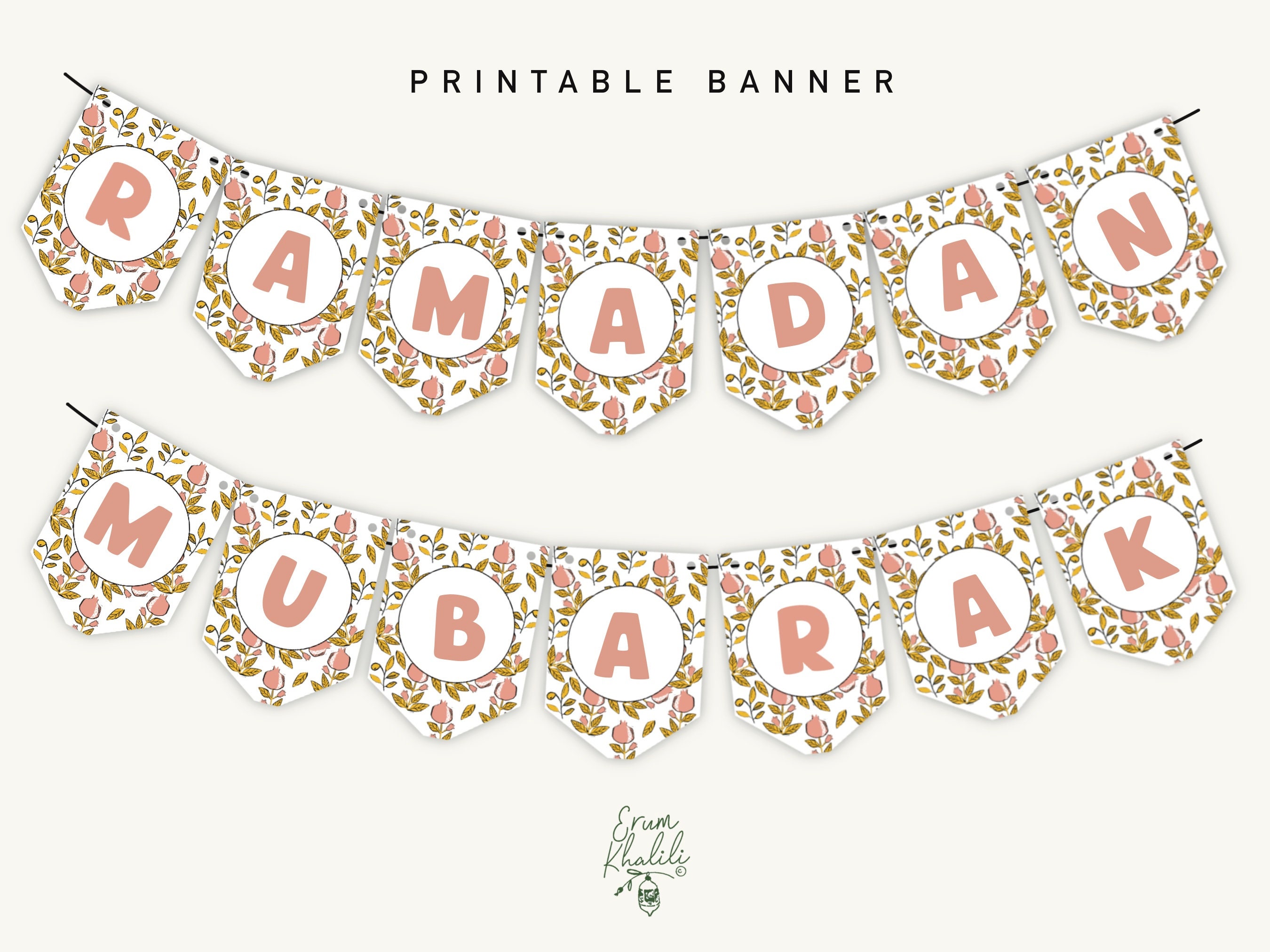 Ramadan and Eid Mubarak Printable Banner Ramadan Mubarak - Etsy
