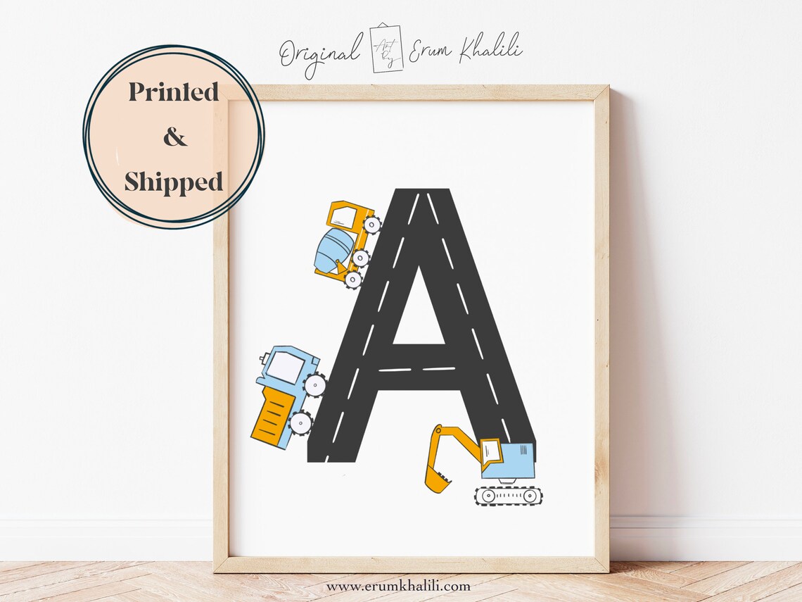 Construction Vehicle Alphabet Nursery Wall Art Toddler Boy - Etsy