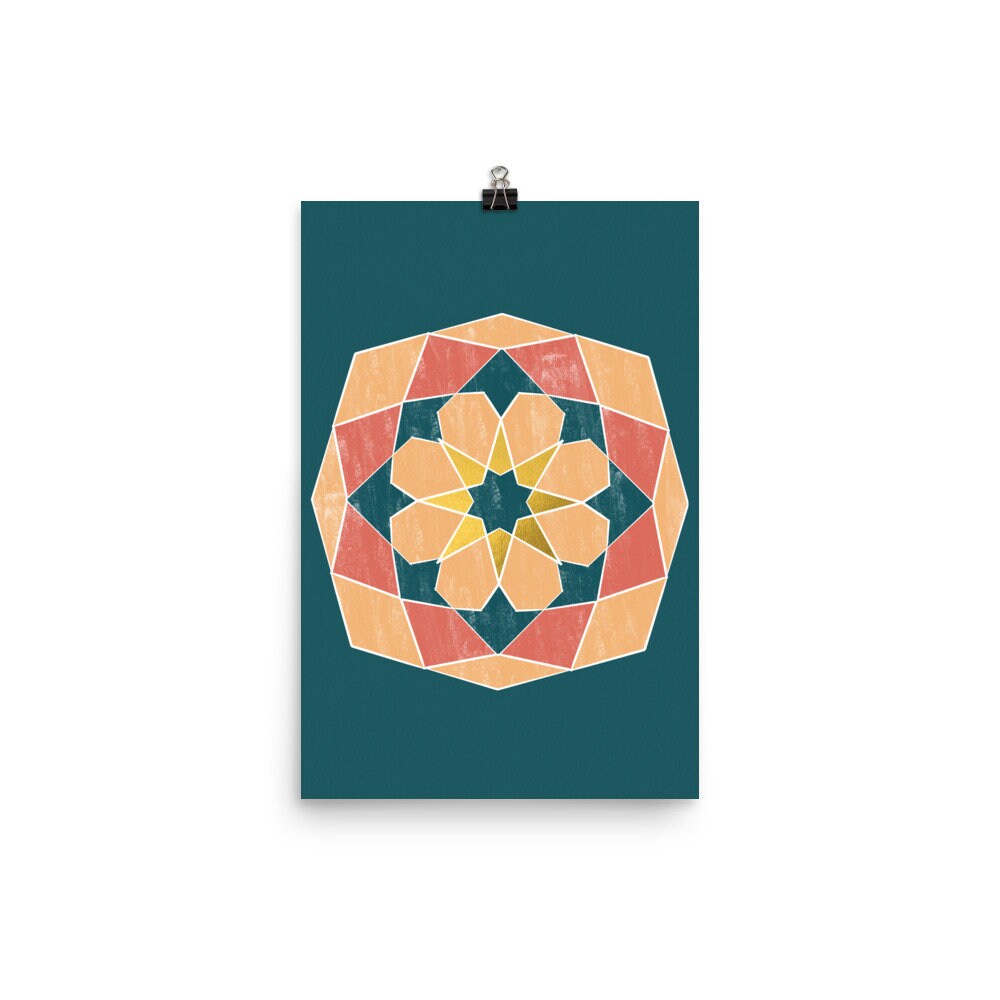Geometric Minimal Islamic Wall Art Print |digital Artwork | Dark Green ...