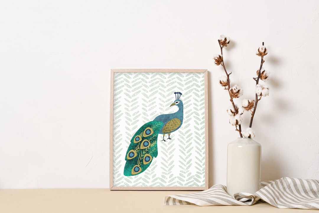 Peacock Wall Art, Peacock Art Print, Modern Wall Art, Peacock, Boho ...