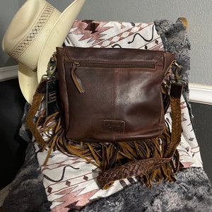Macie Leather With Heavy Fringe and Turquoise Detail Crossbody - Etsy