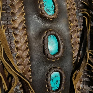 Macie Leather With Heavy Fringe and Turquoise Detail Crossbody - Etsy