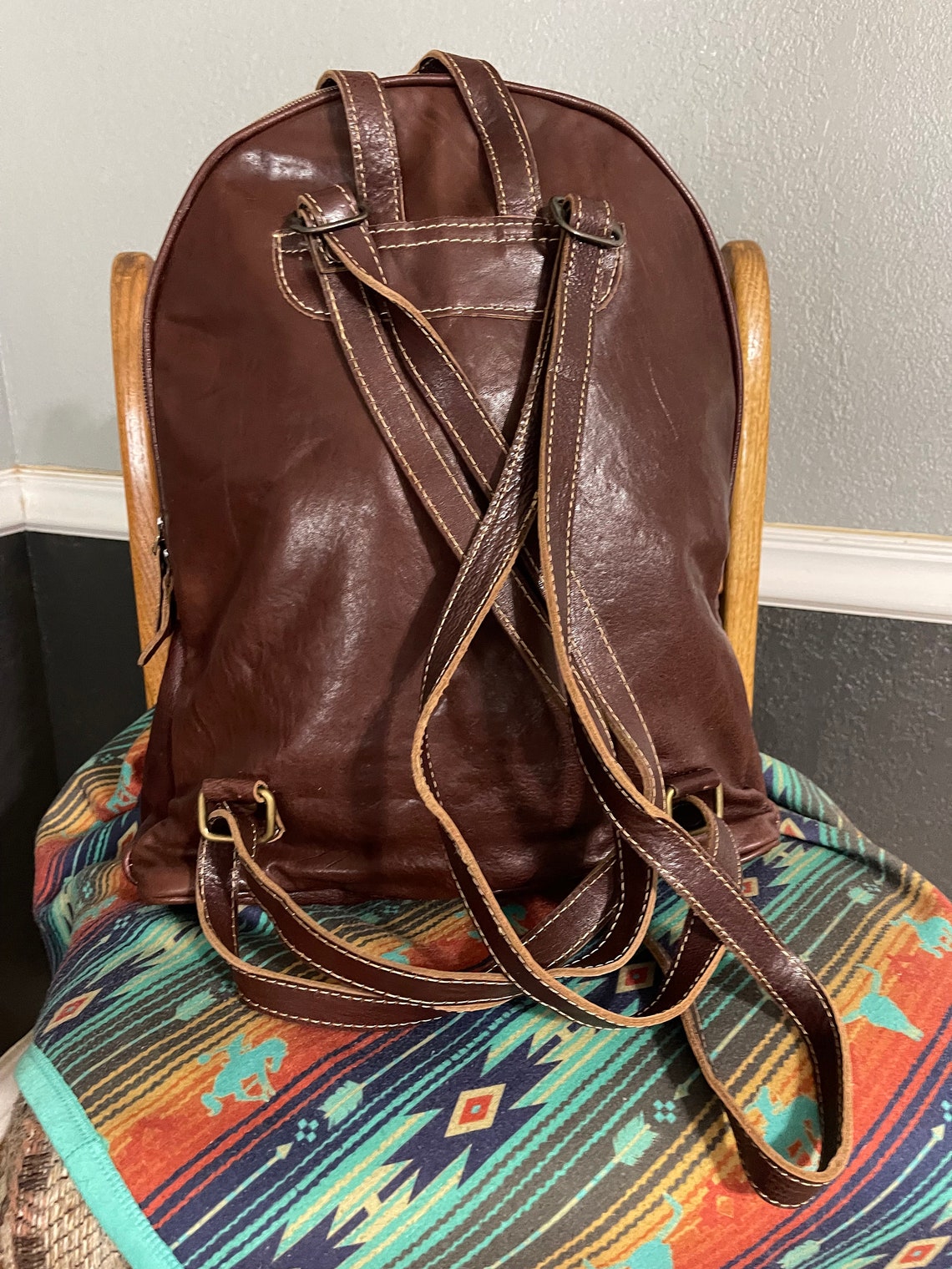 Leather and Cowhide Aztec Inspired Backpack Adorned With - Etsy