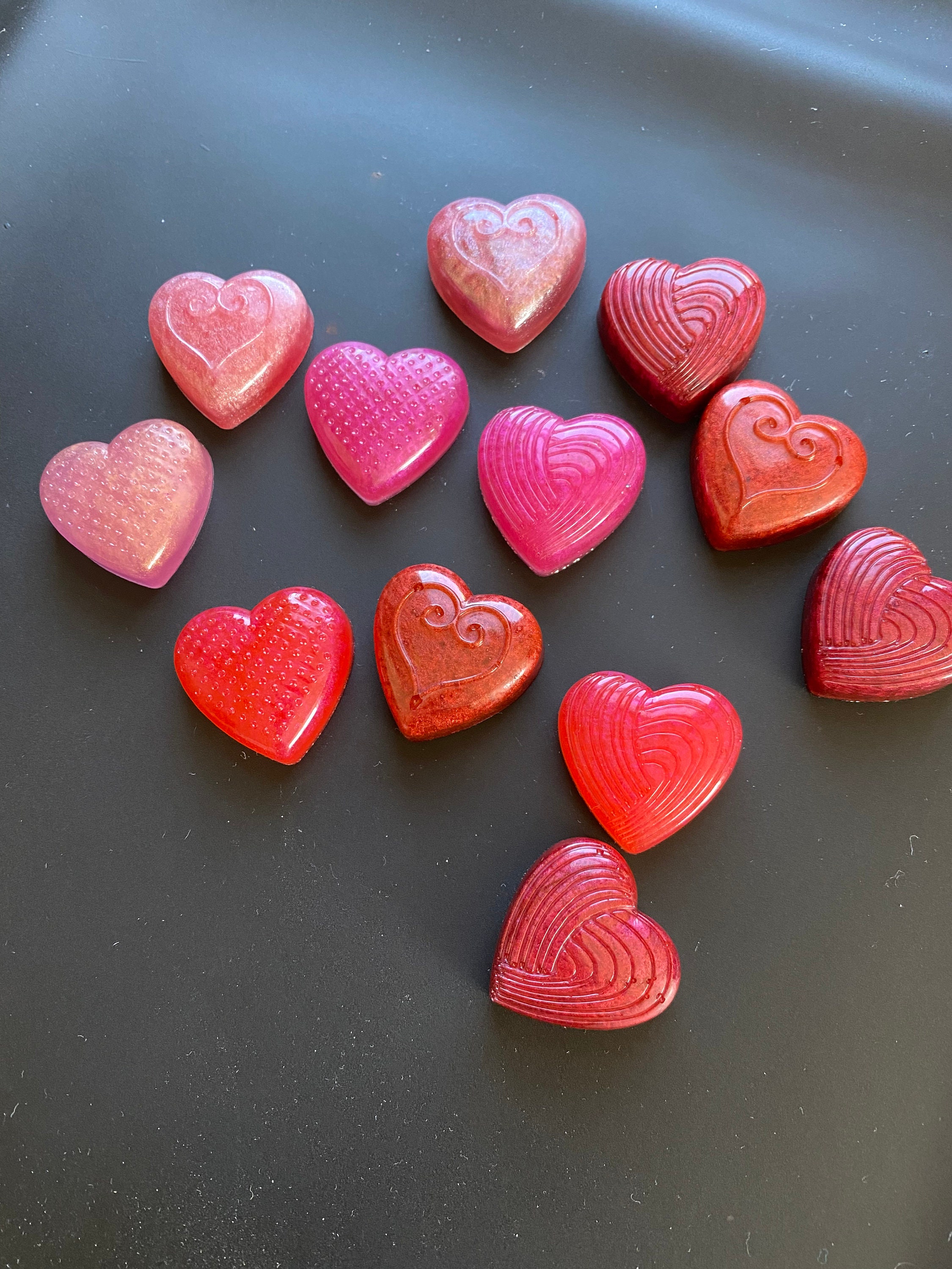 Red & Pink Resin Heart Magnets, Set of 5, Valentines Day Gifts, Party ...