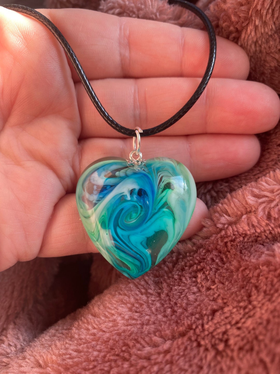 Resin Heart Pendant Necklace, Alcohol Ink Pendant, S, Handmade Jewelry ...