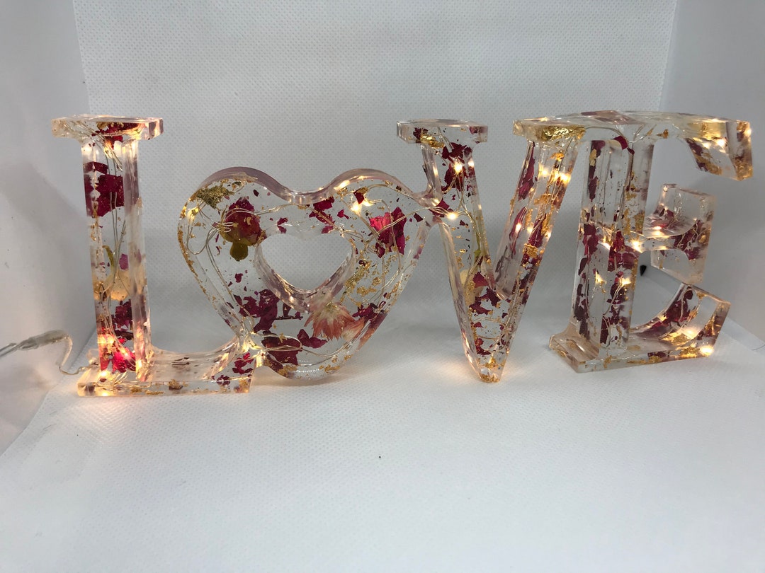 Lighted Love Resin Sign, LED Light 'love' Sign, Gift for Wife, Wedding ...