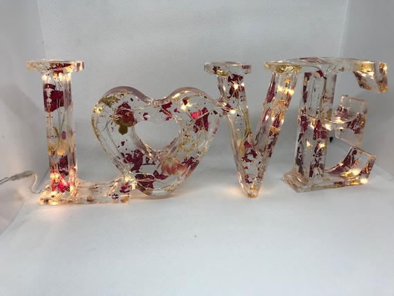 Lighted Love Resin Sign LED Light 'love' Sign Gift | Etsy