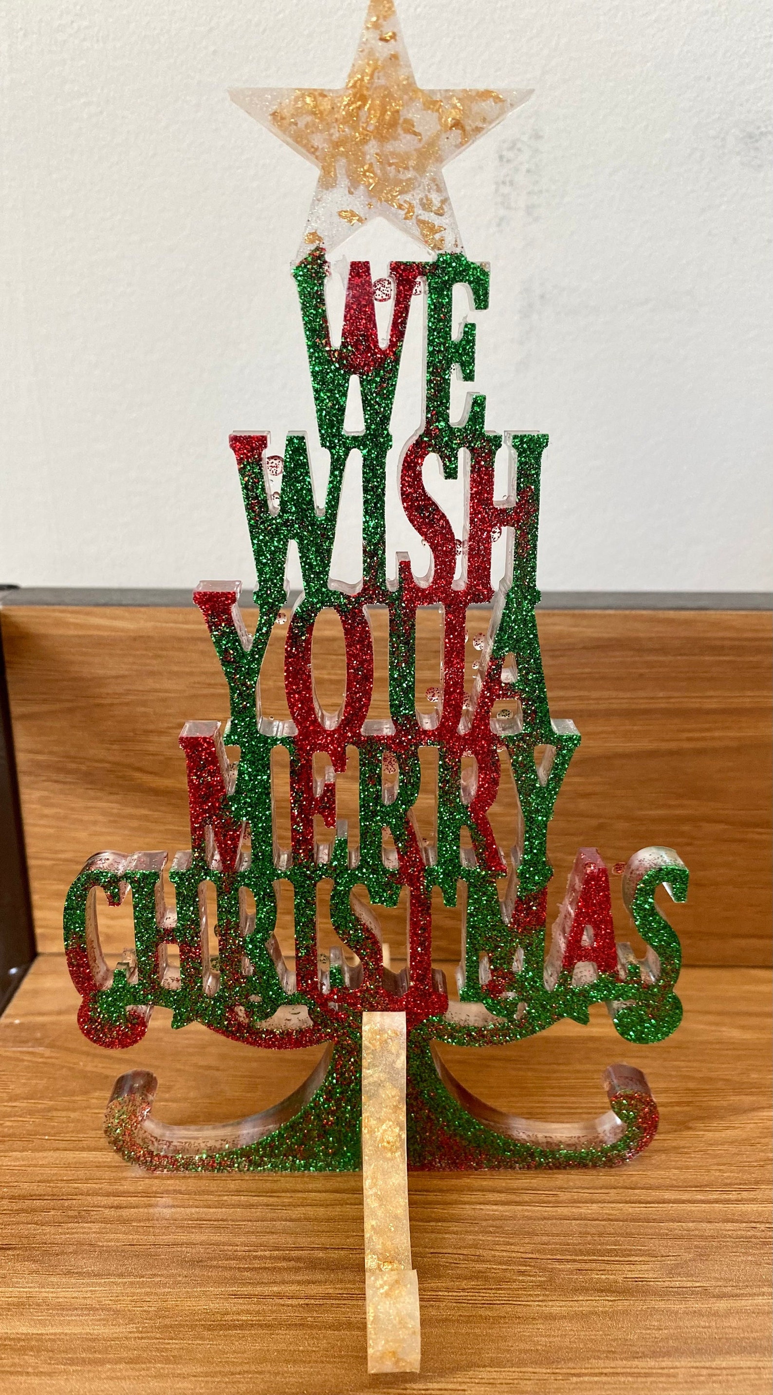 Merry Christmas Table Sign, Resin Christmas Sign, Holiday Table Decor ...