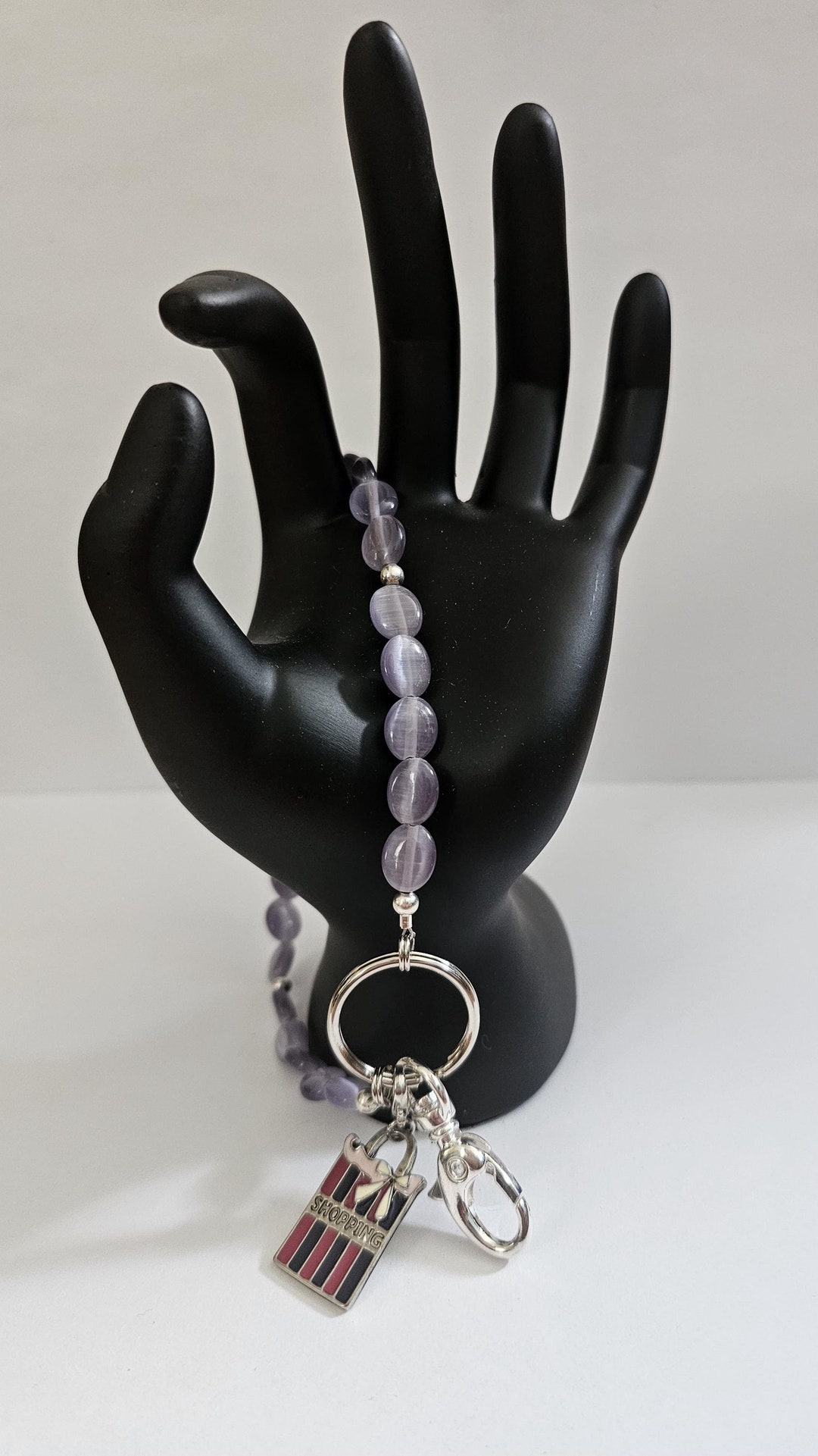 Purple Cat's Eye Glass Bead Keychain - Etsy