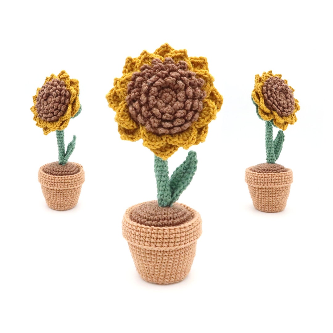 Sunflower in Pot Crochet Pattern - Amigurumi Pattern - Flower Crochet ...