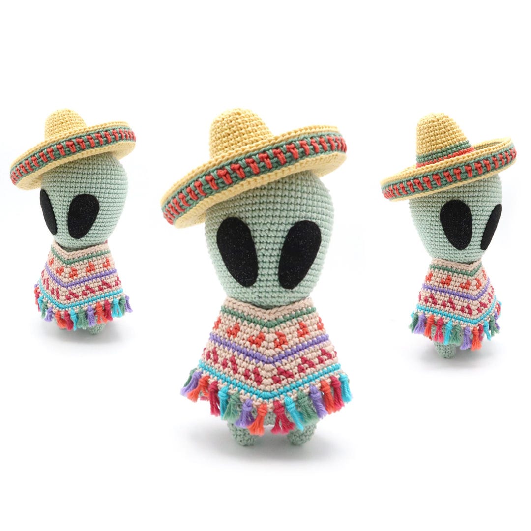 Alien in Mexico - Alien With Poncho and Sombrero - Crochet Pattern - Etsy