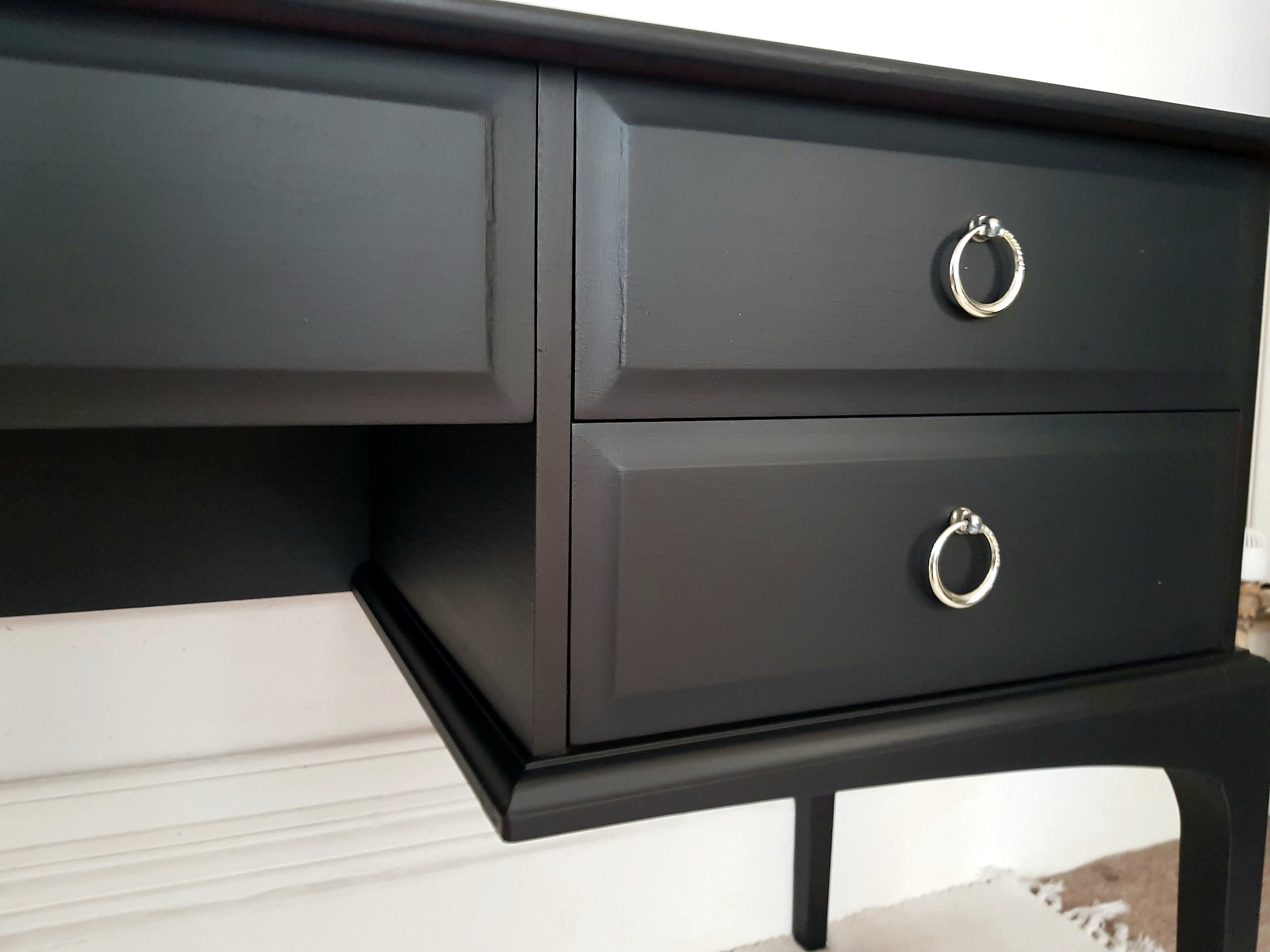 Stag Minstrel Painted Black Mahogany Dressing Table, Pedestal Desk ...