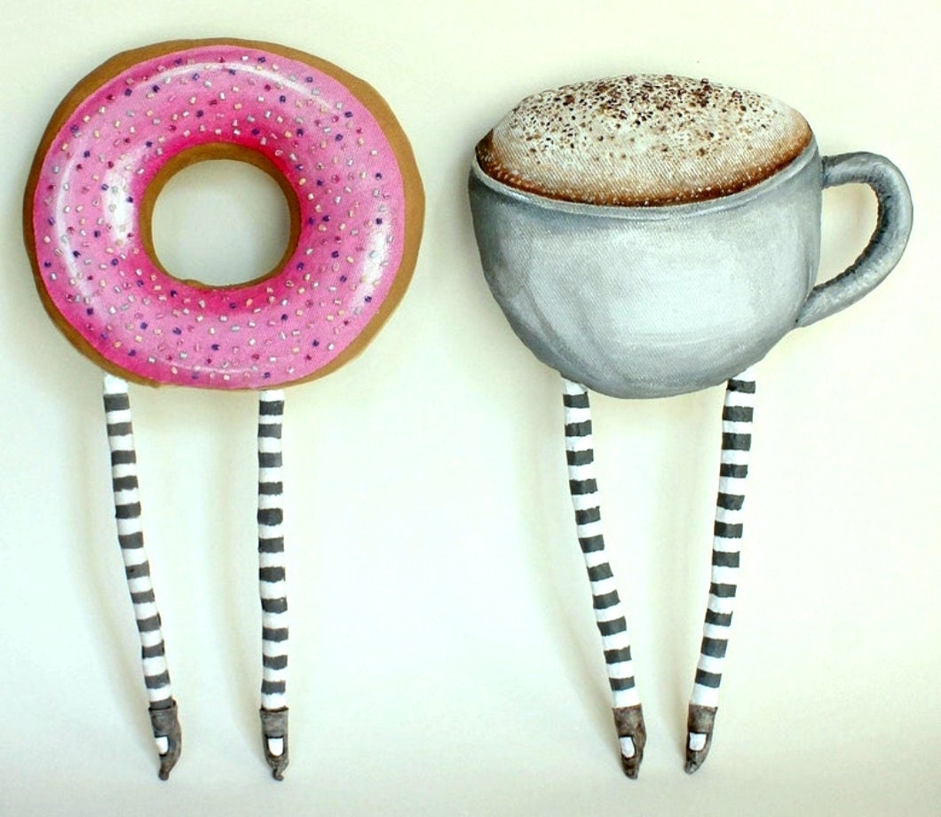 Textile Doughnut Sculpture, Wall Art, Painted Donut, Hand Beaded, Folk ...