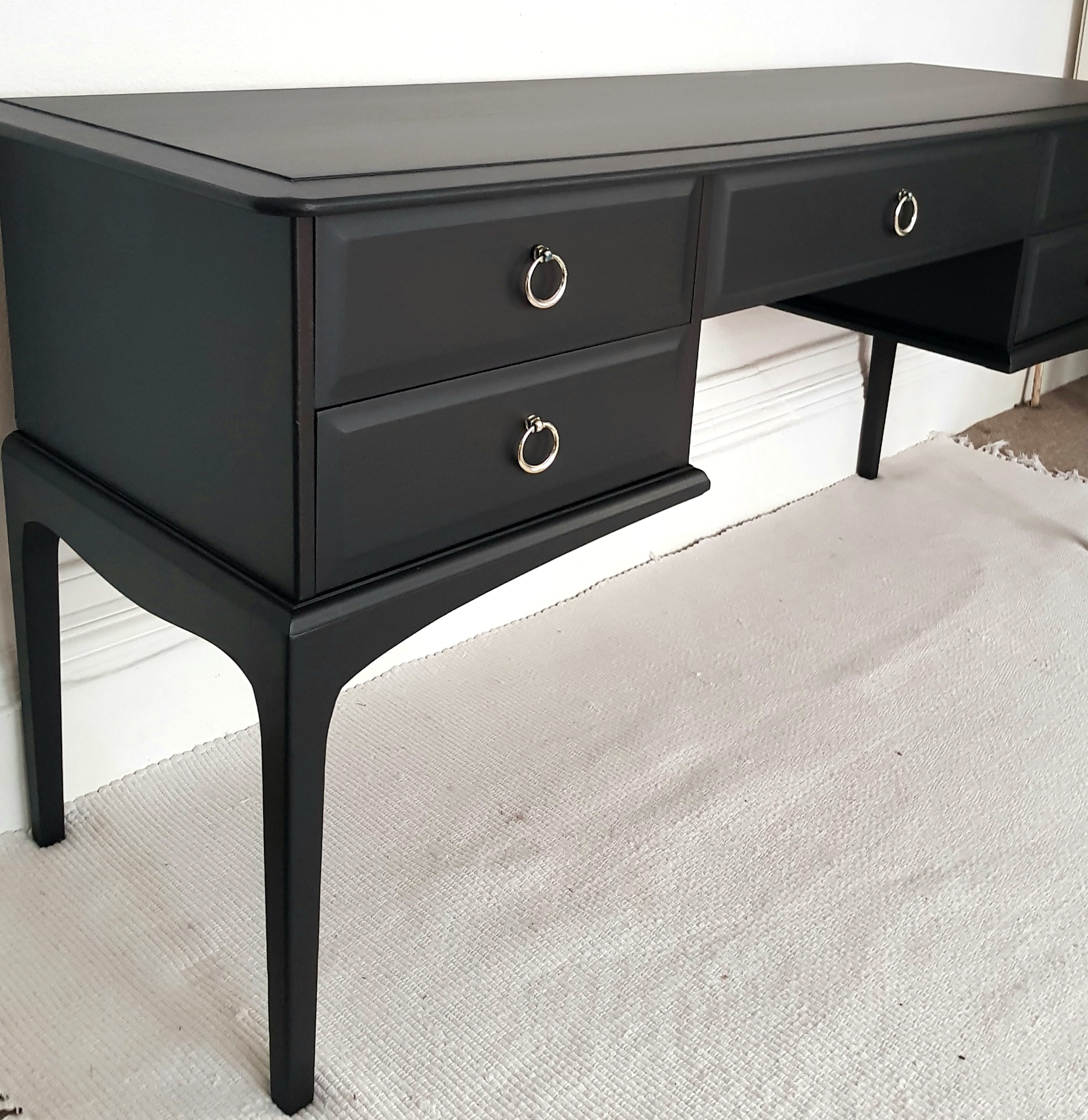 Stag Minstrel Painted Black Mahogany Dressing Table, Pedestal Desk ...