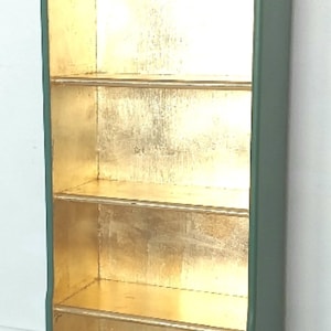 NOW SOLD. Painted Edwardian Oak Bookcase, Green & Gold Bookcase ...