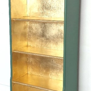 NOW SOLD. Painted Edwardian Oak Bookcase, Green & Gold Bookcase ...