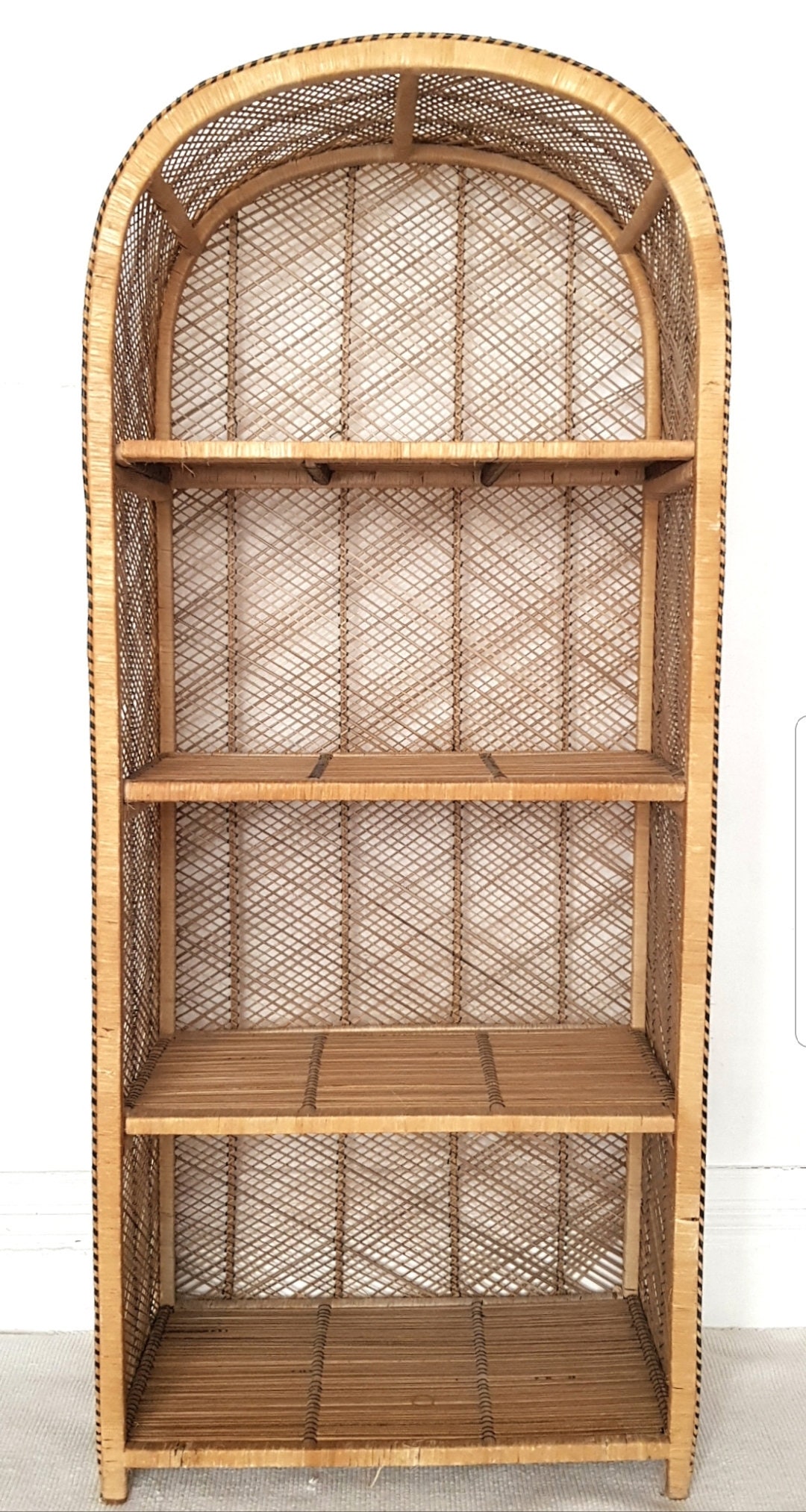 NOW SOLD Midcentury Rattan Shelf Unit, Vintage Rattan Bookshelves ...