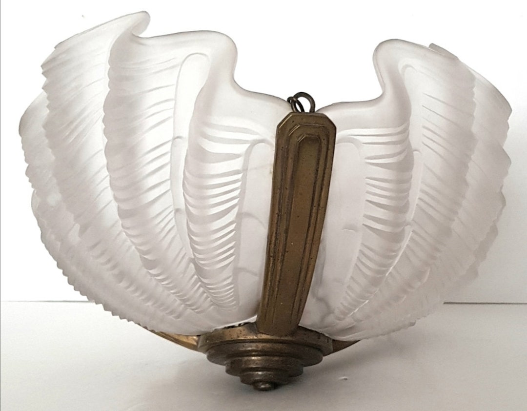 Art Deco Odeon Clam Shell Ceiling Light, Vintage Chandelier, 1930s ...