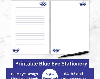 Evil Eye Printable Writing Paper, Letter Writing Stationery, Minimalist ...