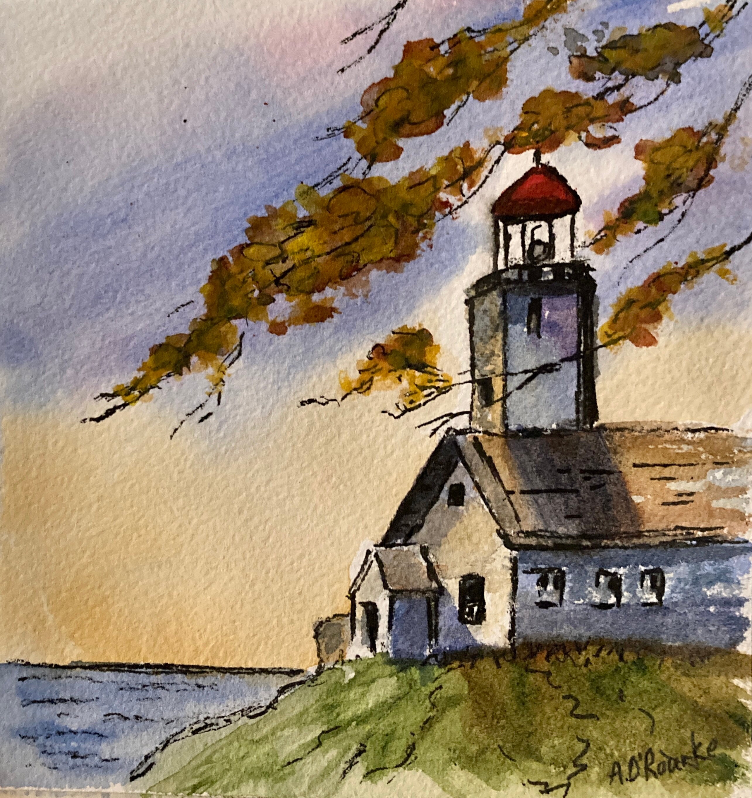 Lighthouse, Set of 3 Cards, Watercolor - Etsy