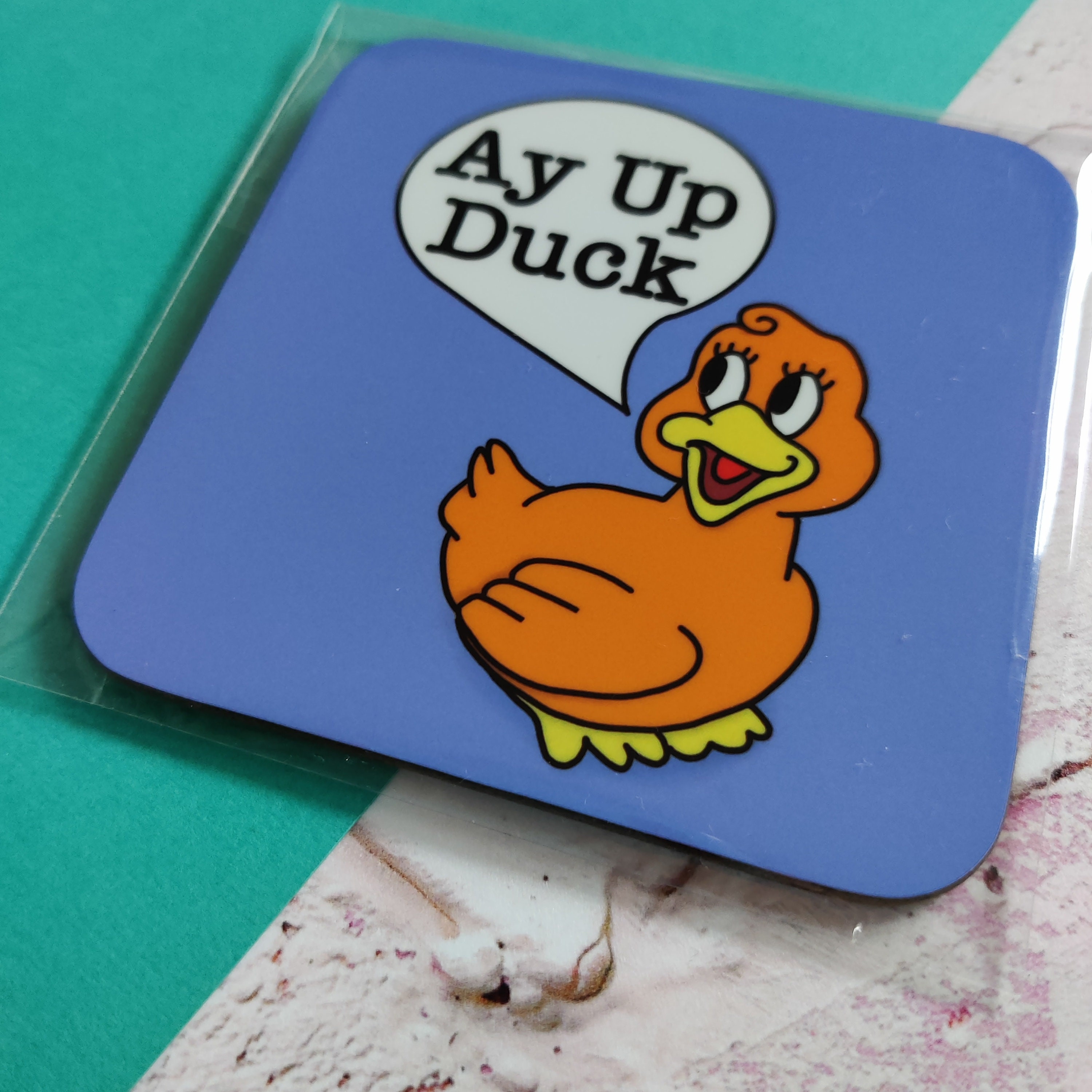 Coaster Ay Up Duck illustrated design | Etsy