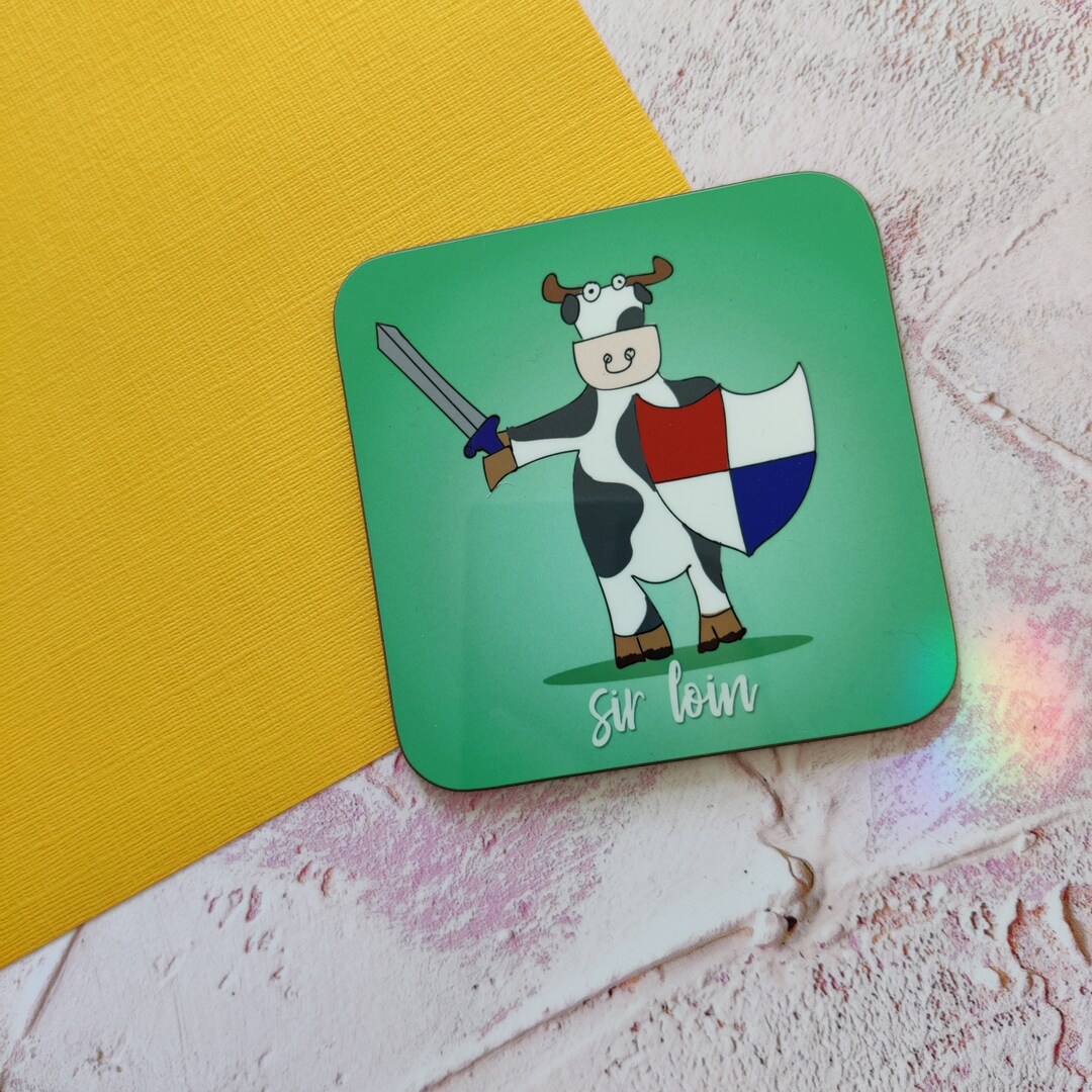 Sir Loin Cow Coaster: Funny Pun Homeware - Etsy