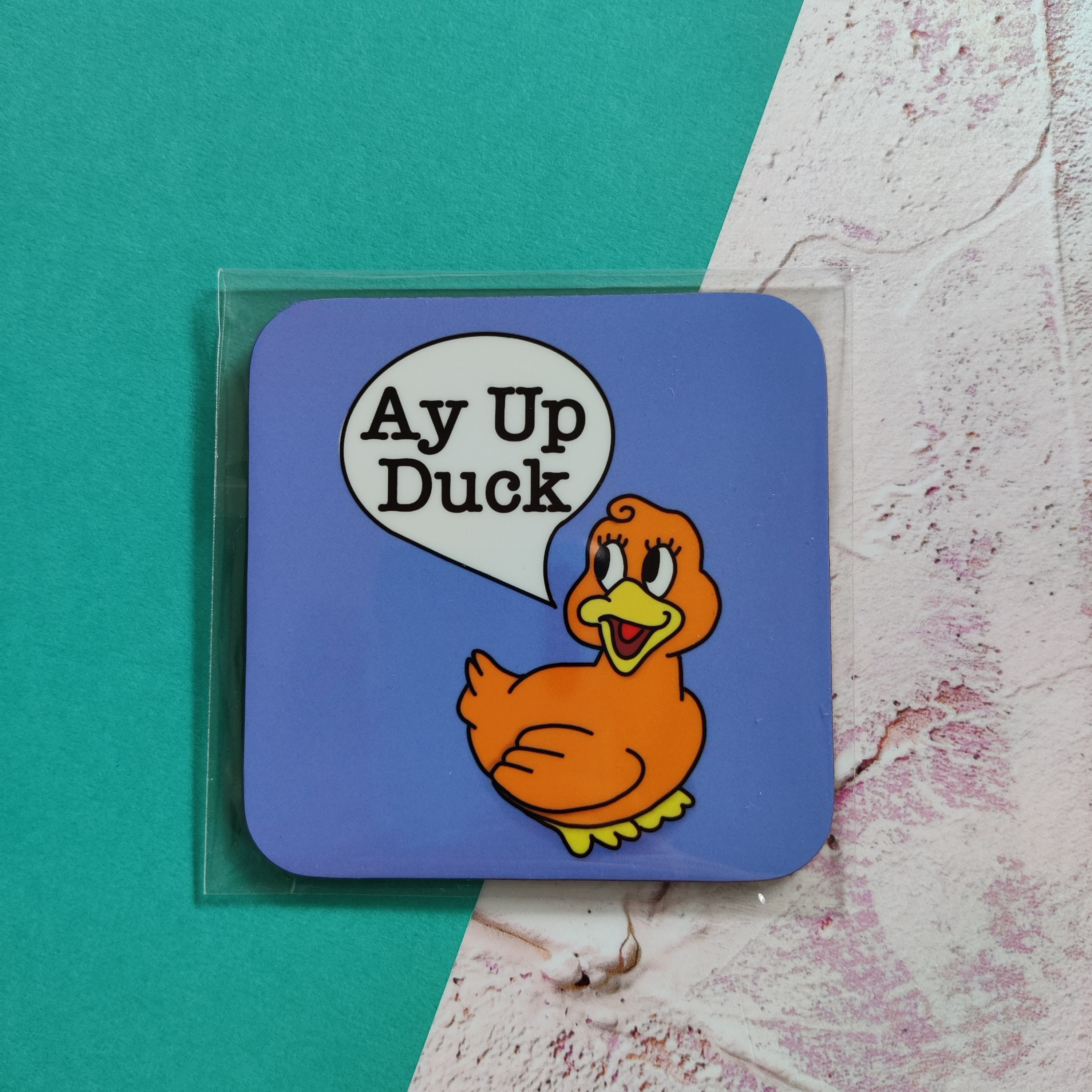 Coaster Ay Up Duck illustrated design | Etsy