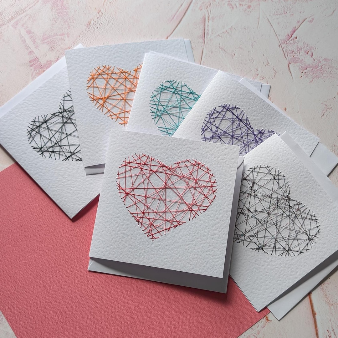 Handmade Threaded Heart Card: Valentines, Anniversary, or Friendship - Etsy