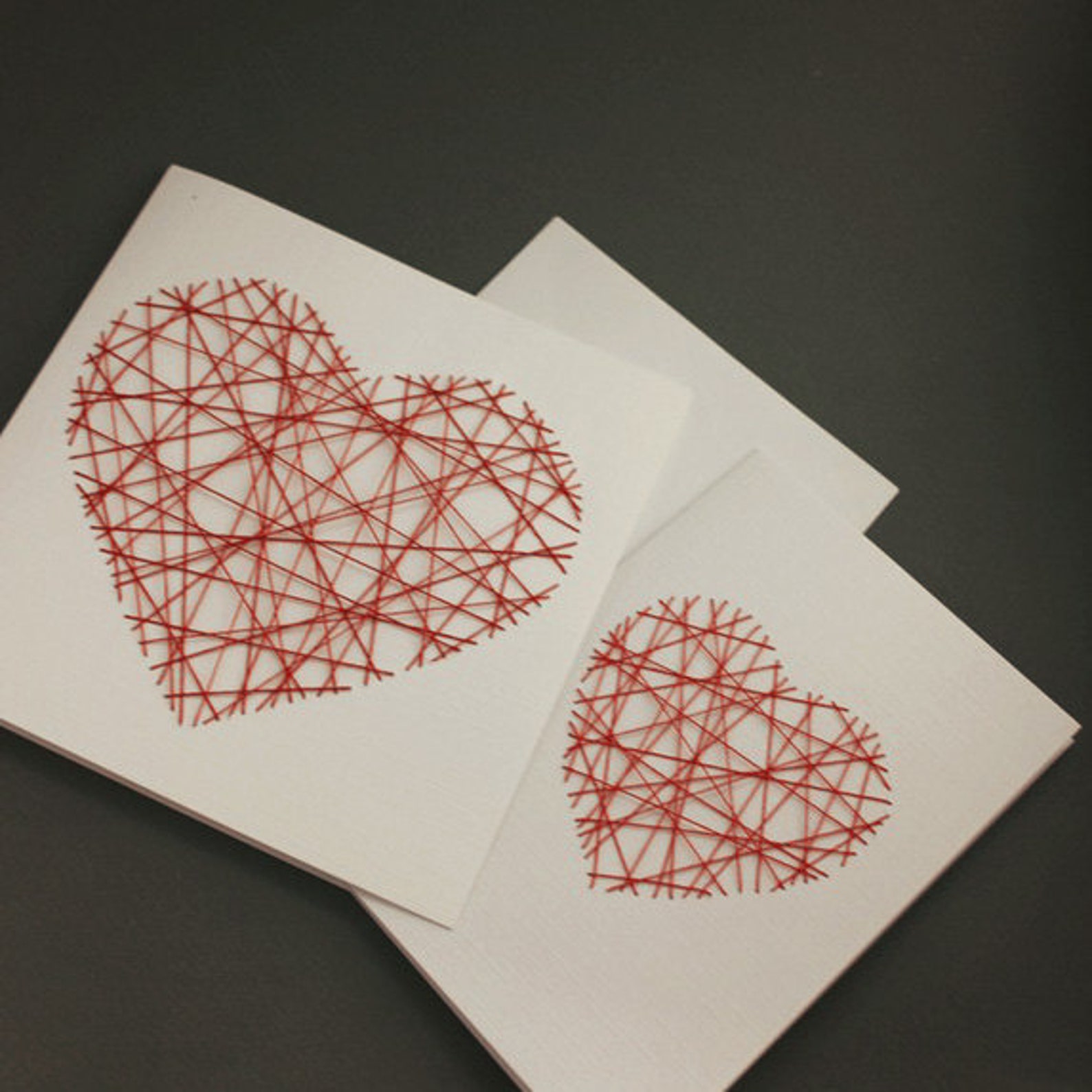 Handmade Threaded Red Heart Greeting Card Beautiful - Etsy UK
