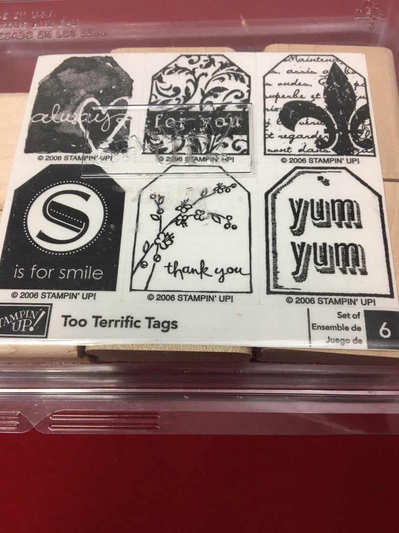 Stampin up Too Terrific Tags Rubber Mounted Rubber New Retired Birthday ...