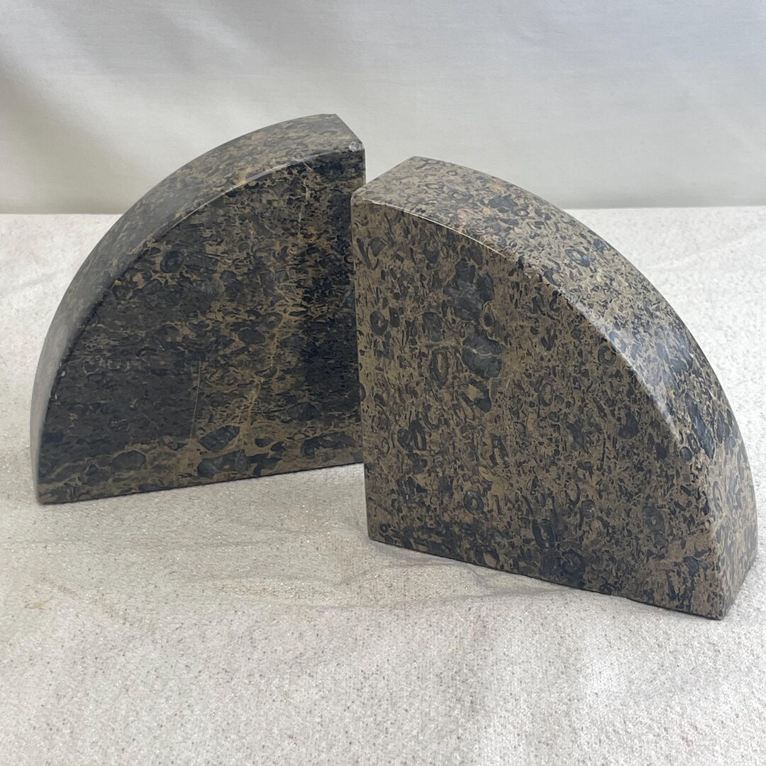 Vintage MCM Tan Brown Geometric Marble Natural Stone Quarter Round ...