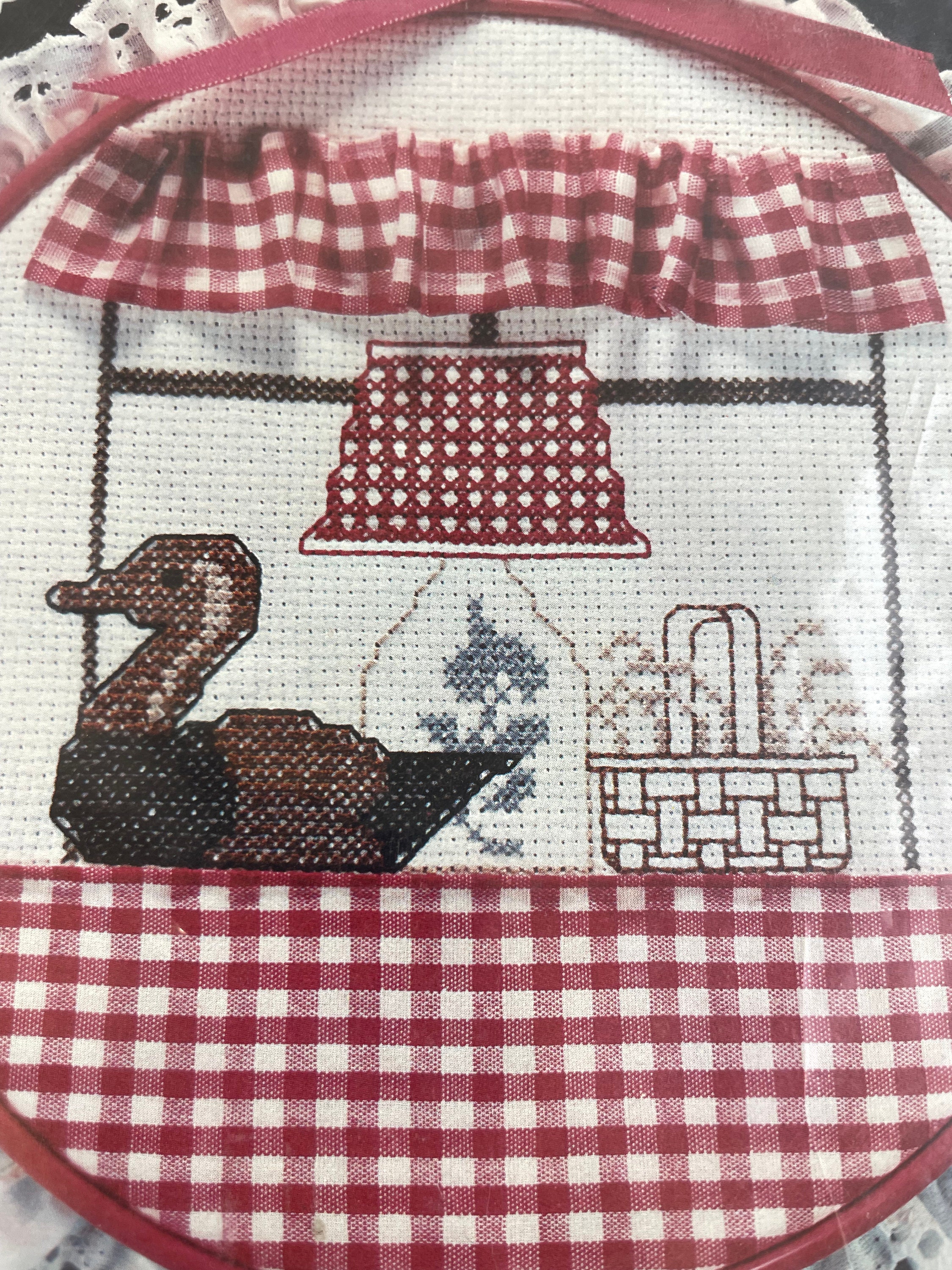 Valiant Crafts 1980s Duck Red Gingham Counted Cross Stitch Kit Cottage ...