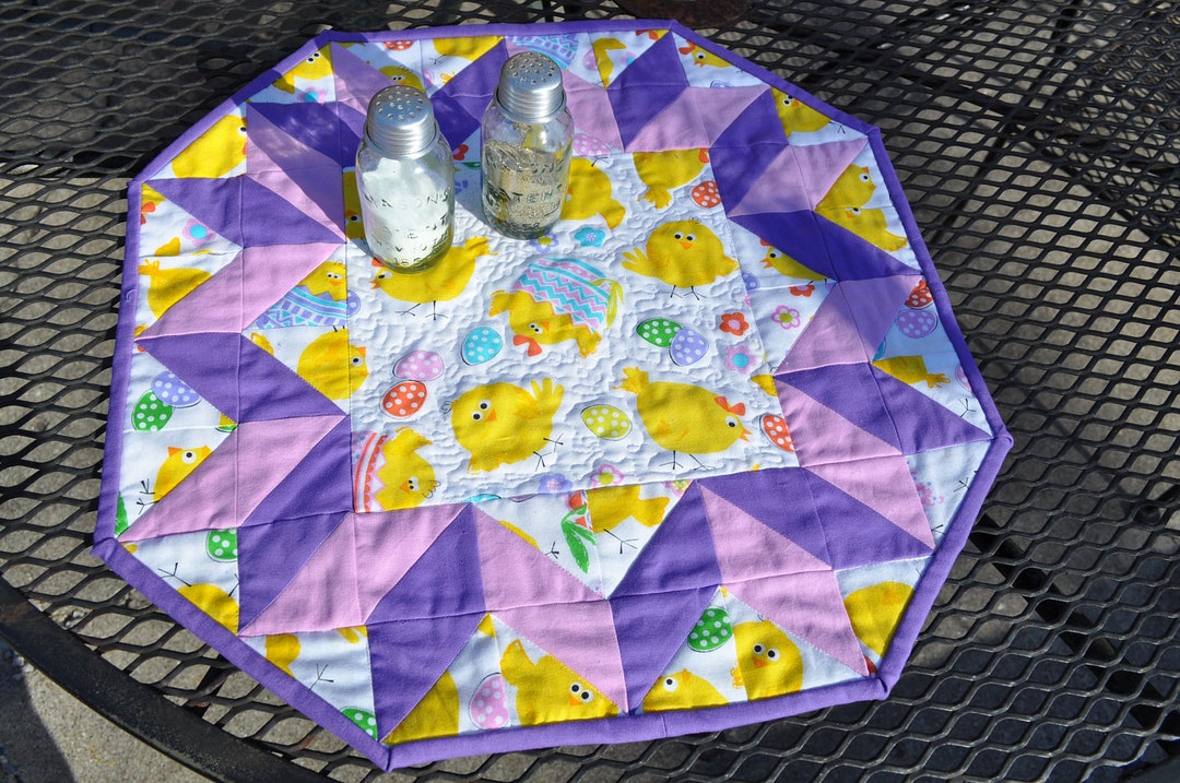 Quilted Easter Table Topper Quilt Easter Eggs Chicks Spring Decor ...
