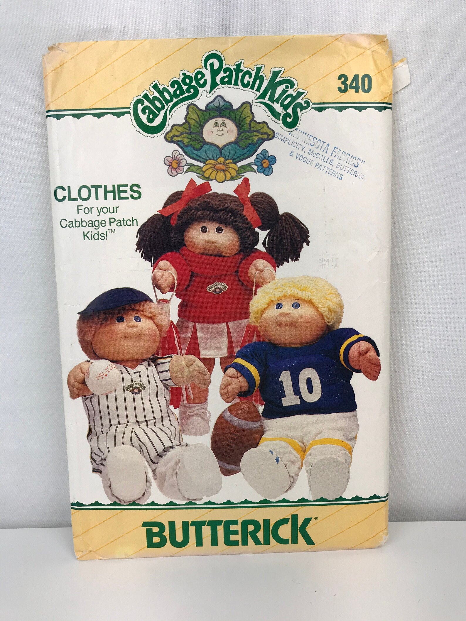 Vintage Butterick Cabbage Patch Kids Doll Clothing Sewing Pattern 340 ...